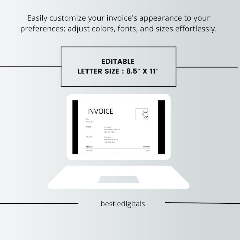 Editable Business Invoice Template: Minimalist Form (PDF, Google Docs ...