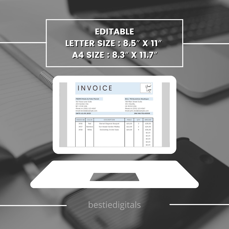Invoice Template Editable Invoice Custom Invoice Printable - Etsy