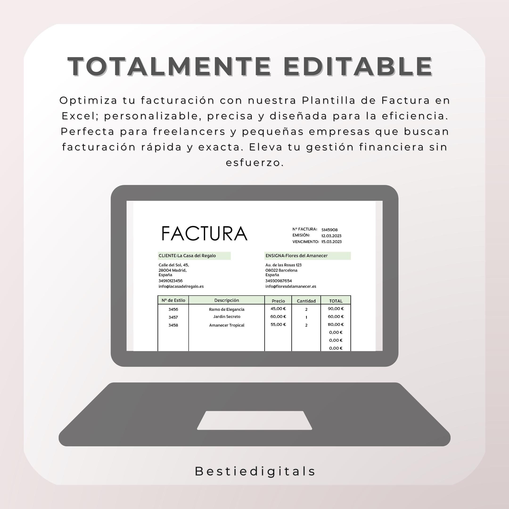 Spanish Invoice Template: Customizable Excel Format (digital Download ...