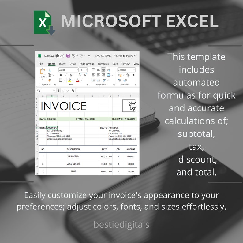Invoice Template | Modern and Professional Invoice | Microsoft EXCEL | Business Invoice ...