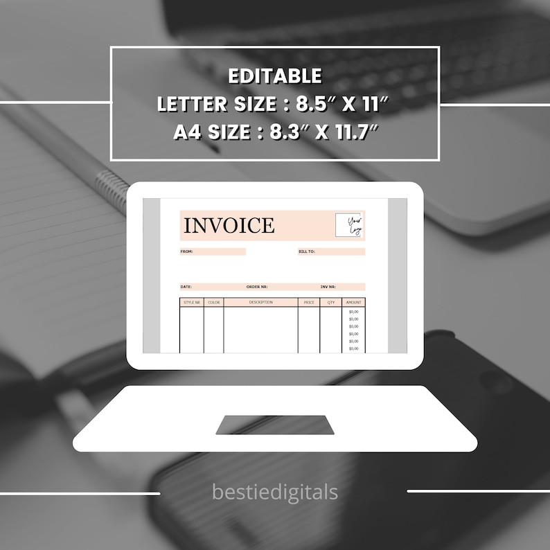 Custom Invoice Template, Editable Invoice Sheet, Small Business ...