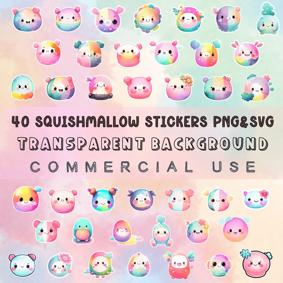 40 Squishmallow Stickers Pack High-resolution 4000x4000 PNG & SVG ...