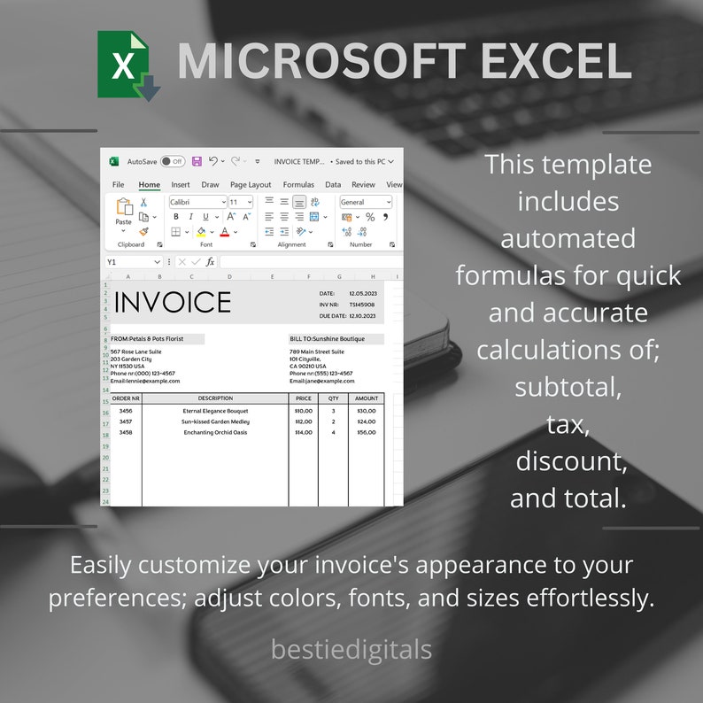 Editable Invoice Template: Small Business Bookkeeping (excel .xlsx) - Etsy