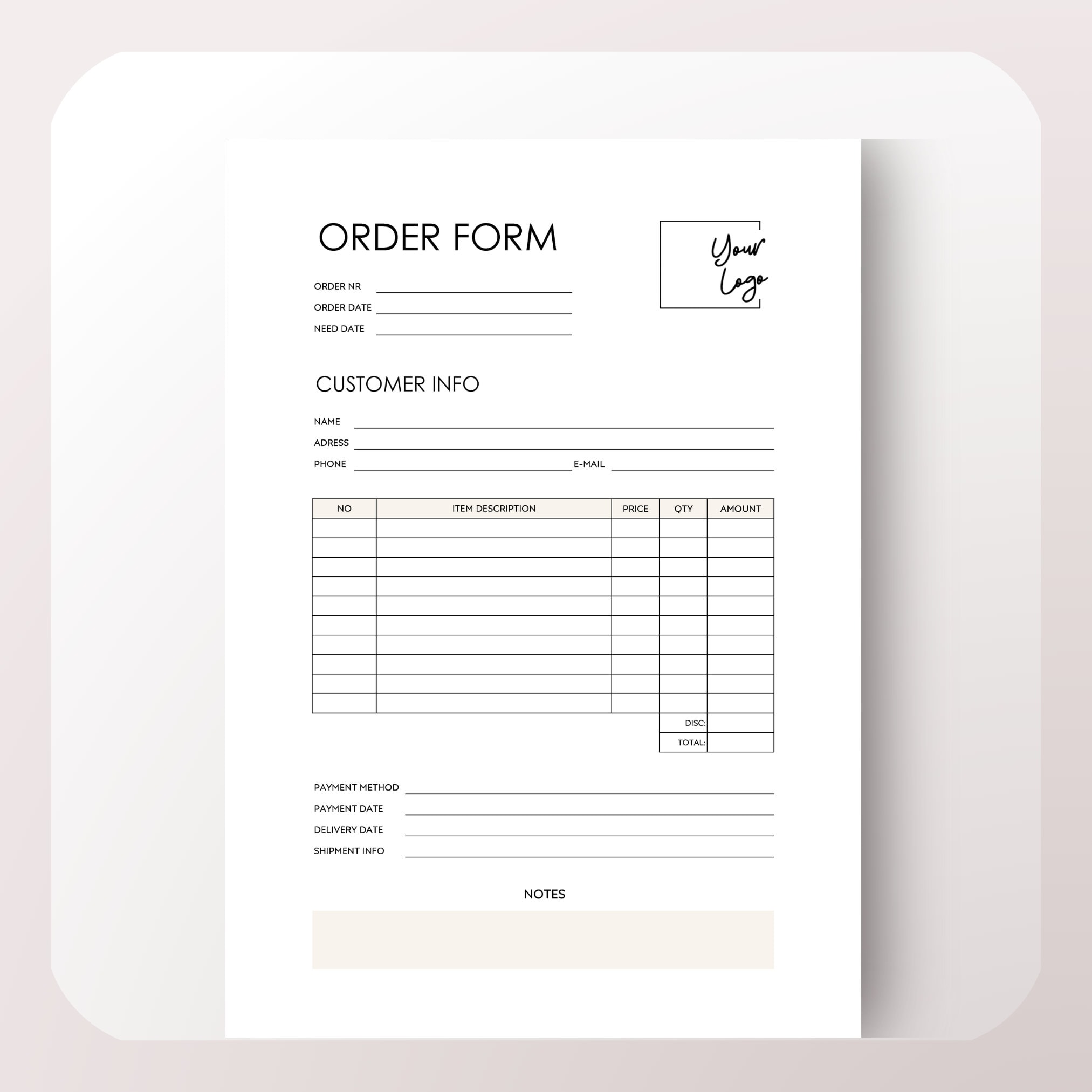 Order Form Template | Modern and Professional Order Form | Microsoft ...