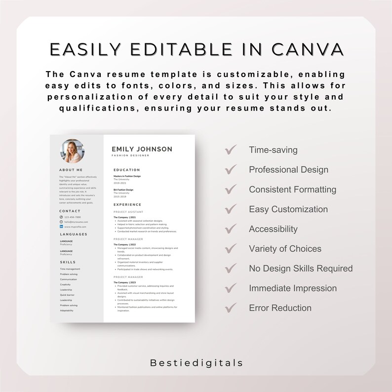 Clean Resume Template Page Minimalist CV Executive Professional Resume ...