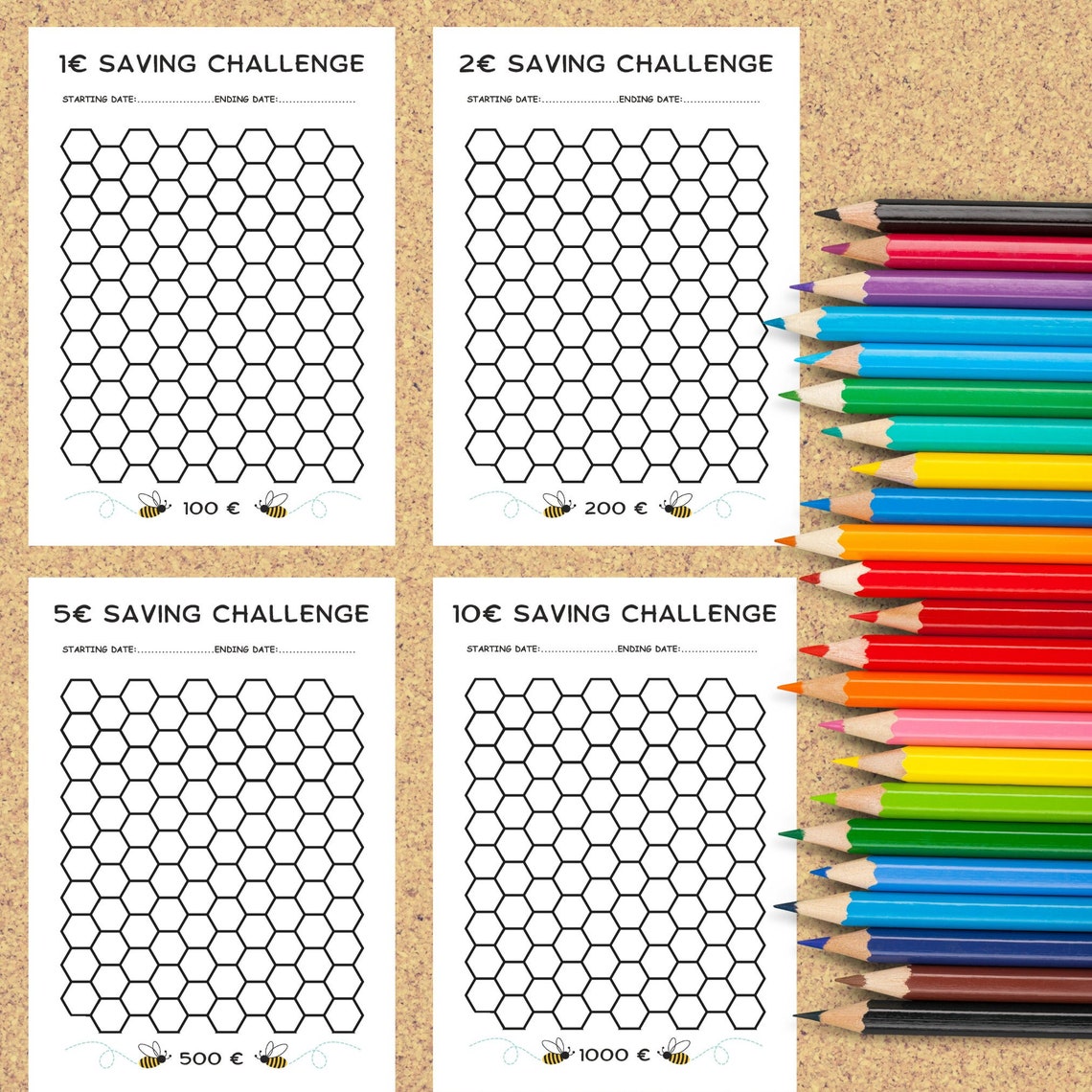 Euro Saving Challenge Templates Bundle - Printable PDF, Instant ...