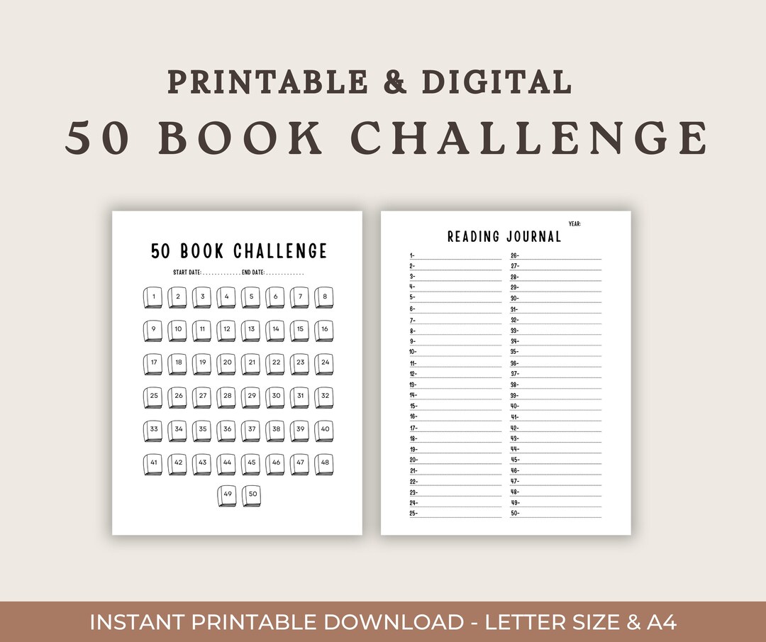 Printable Reading Challenge PDF Digital Download Reading Tracker Book ...