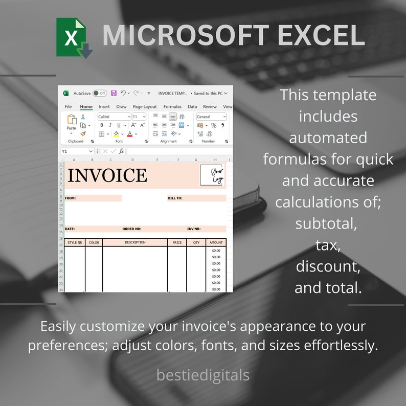 Custom Invoice Template, Editable Invoice Sheet, Small Business ...