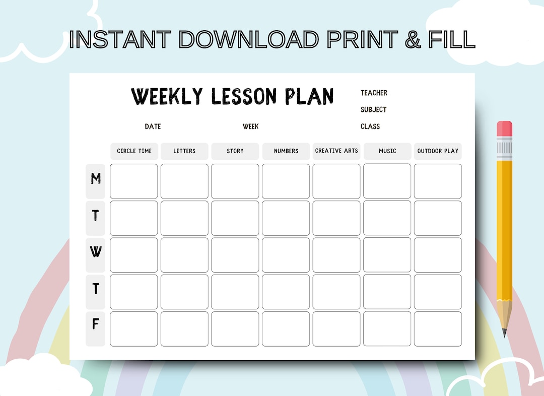 Weekly Lesson Planner Template Teacher Planner Lesson Plan Template ...