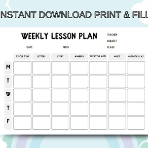 Weekly Lesson Planner Template Teacher Planner Lesson Plan Template ...