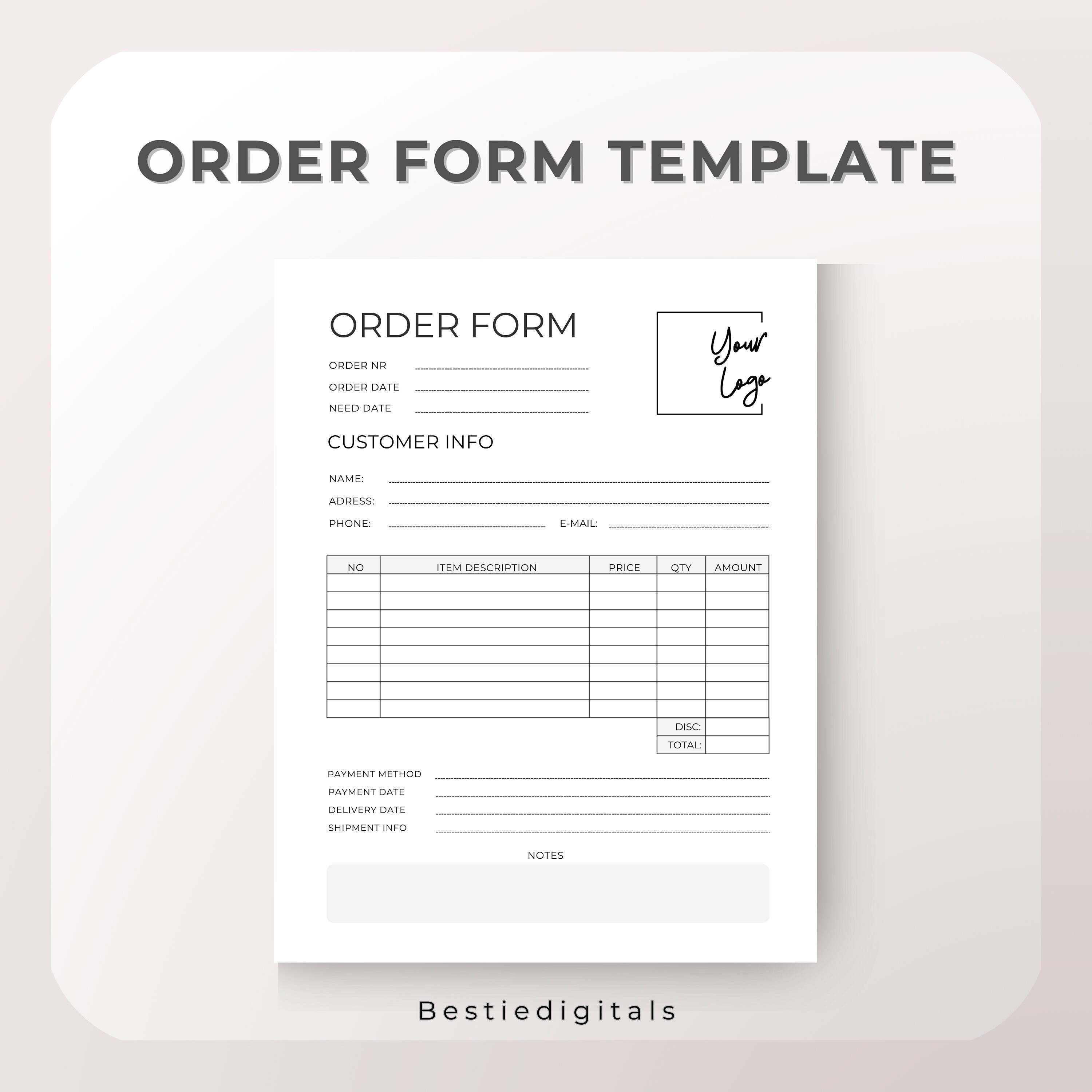 Customizable Canva Order Form Template for Small Businesses and ...