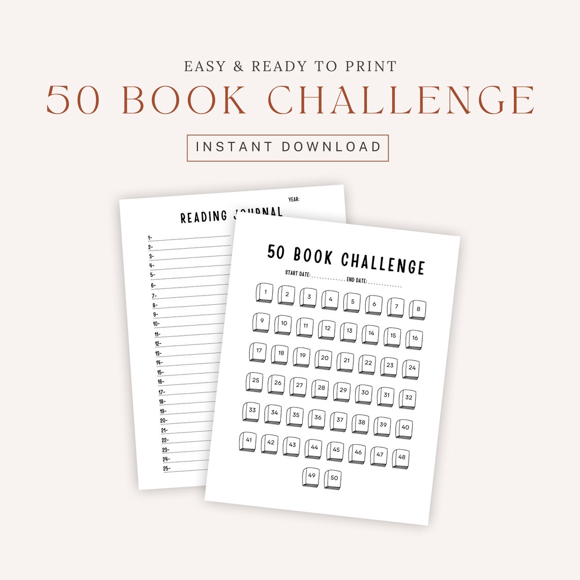 Printable Reading Challenge PDF Digital Download Reading Tracker Book ...