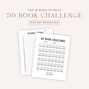 50 Book Challenge Tracker: Printable Reading Journal (digital Download ...