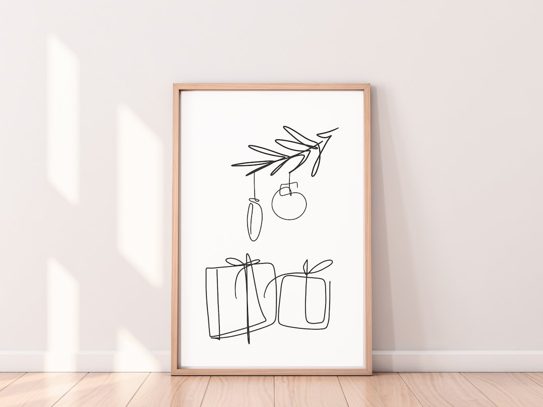 Christmas Line Art Print, Printable Christmas Decor, Scandinavian ...