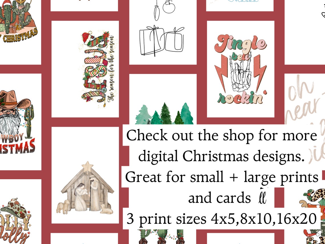 Christmas Line Art Print, Printable Christmas Decor, Scandinavian ...