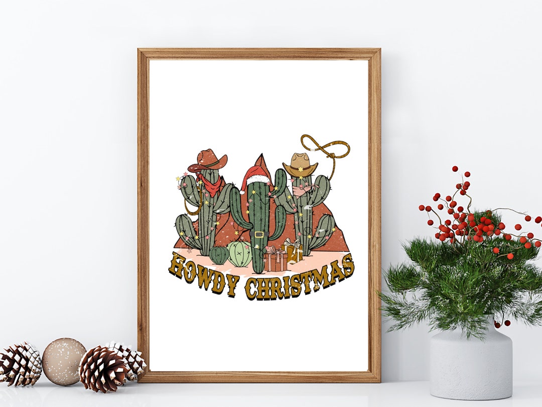 Vintage Howdy Christmas, Cowboy Christmas, Western Christmas Art ...
