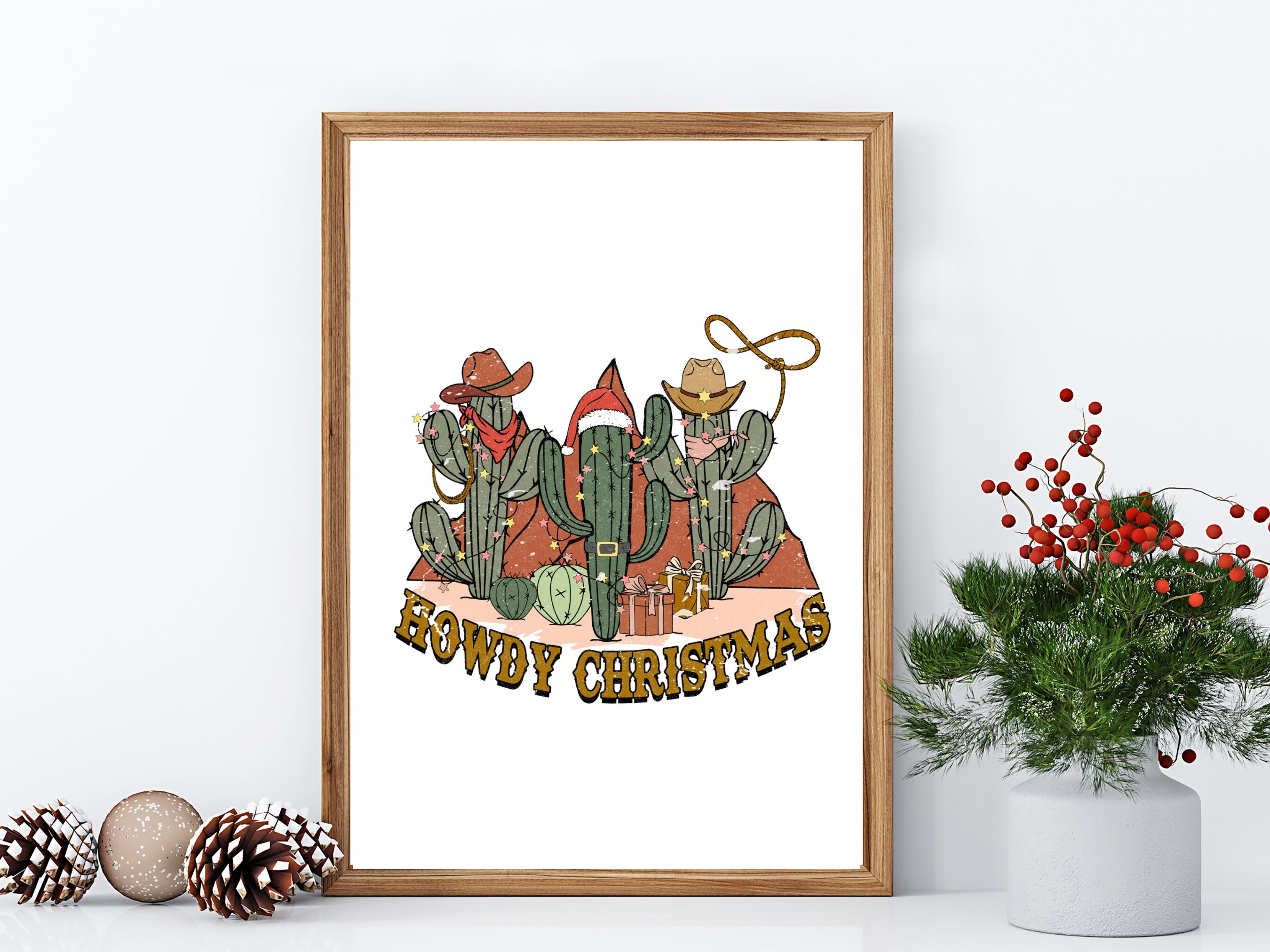 Vintage Howdy Christmas, Cowboy Christmas, Western Christmas Art ...