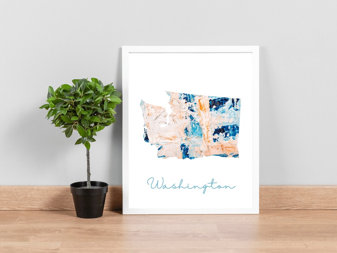 Washington Printable Digital Download Art Print WA State Print Colorful ...