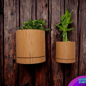 Floating Wall Planter With Drip Tray - Wood Texture Design, Natural - Etsy