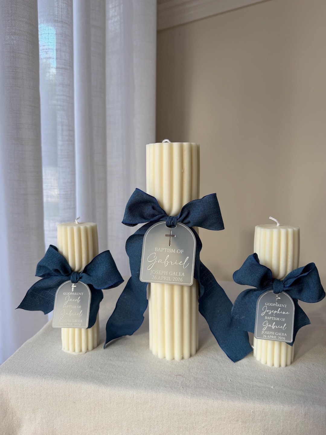 Custom Baptism Candle - Personalized Pillar, Vegan Soy Wax - Etsy Australia