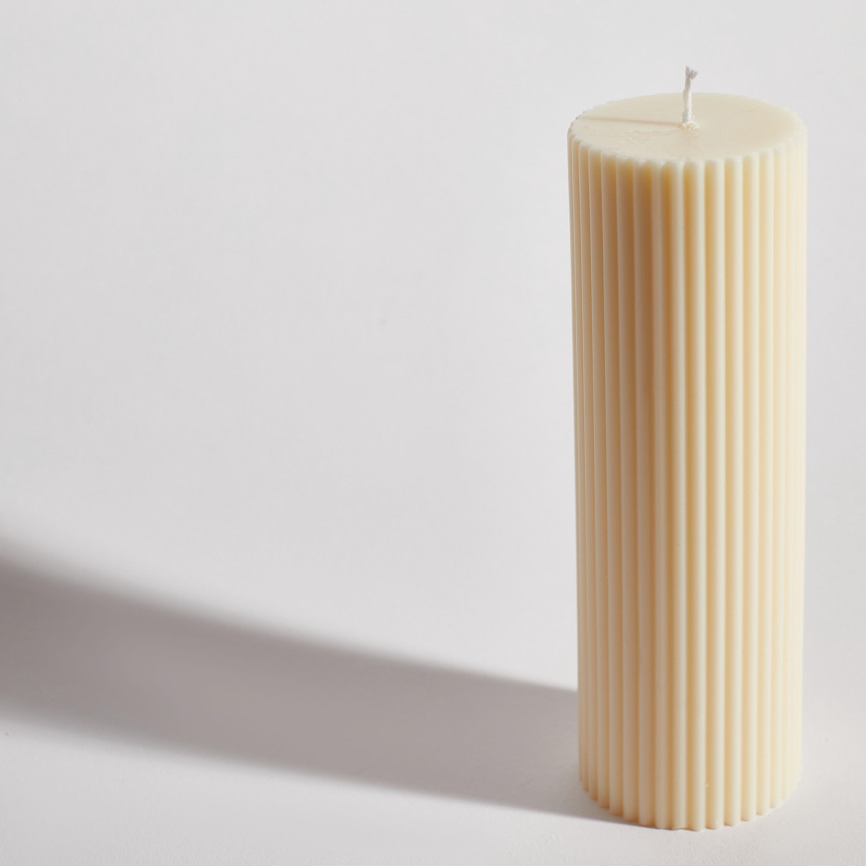 Ribbed Pillar - Decorative Candle - Etsy UK