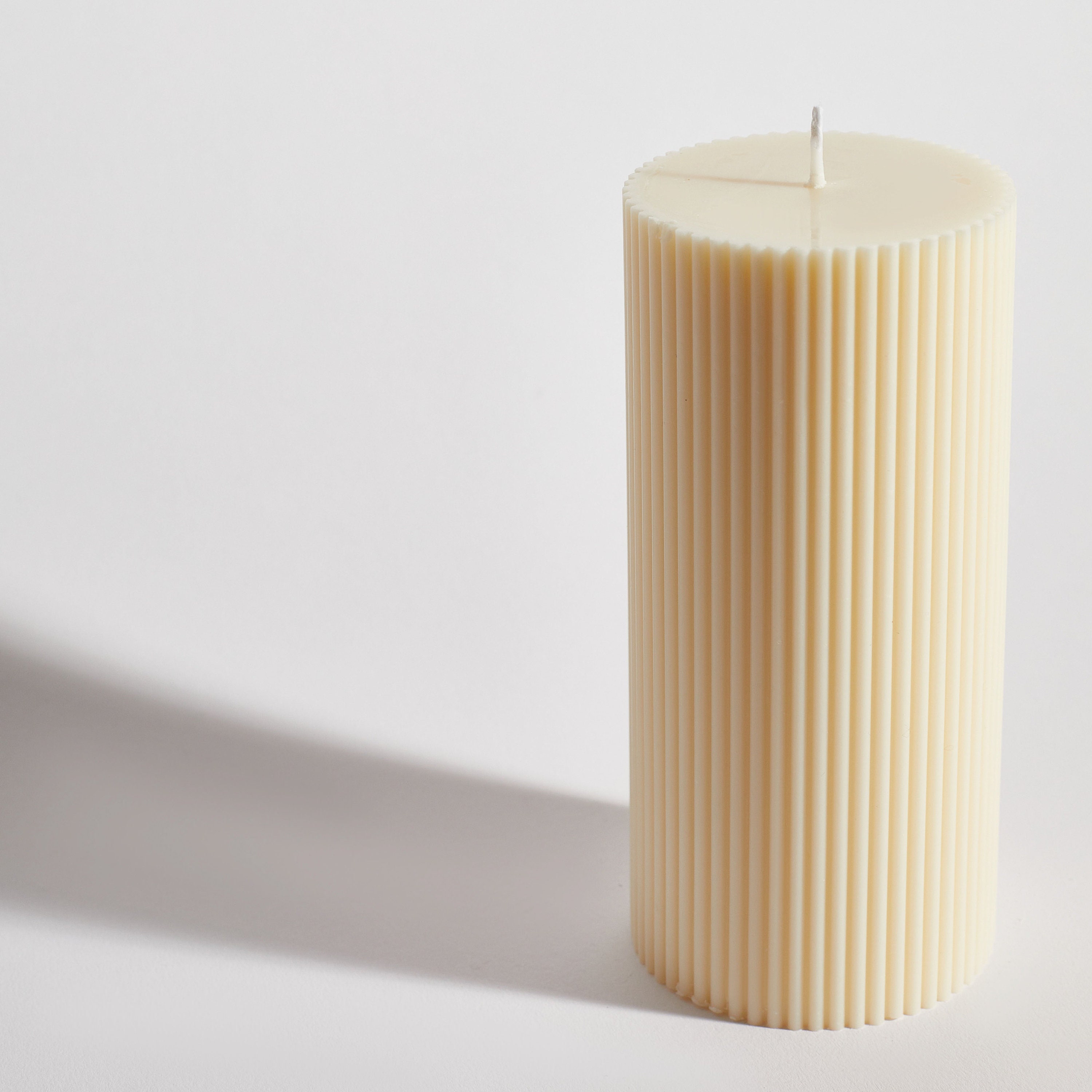 Ribbed Pillar Decorative Candle - Etsy UK