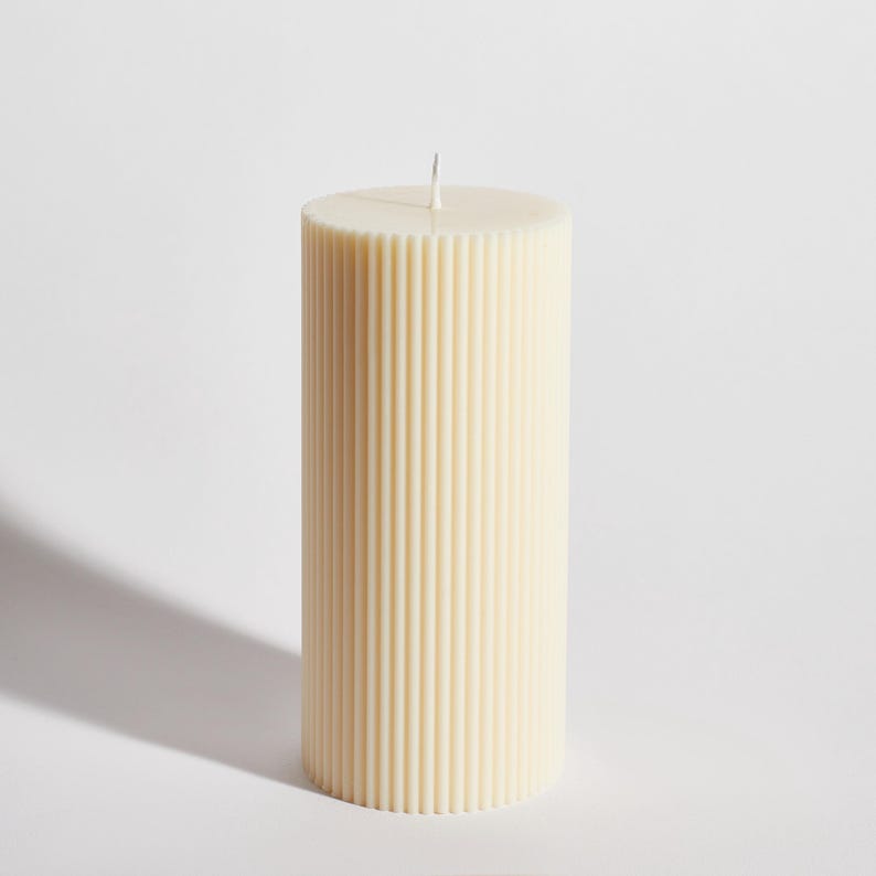 Ribbed Pillar - Decorative Candle - Etsy