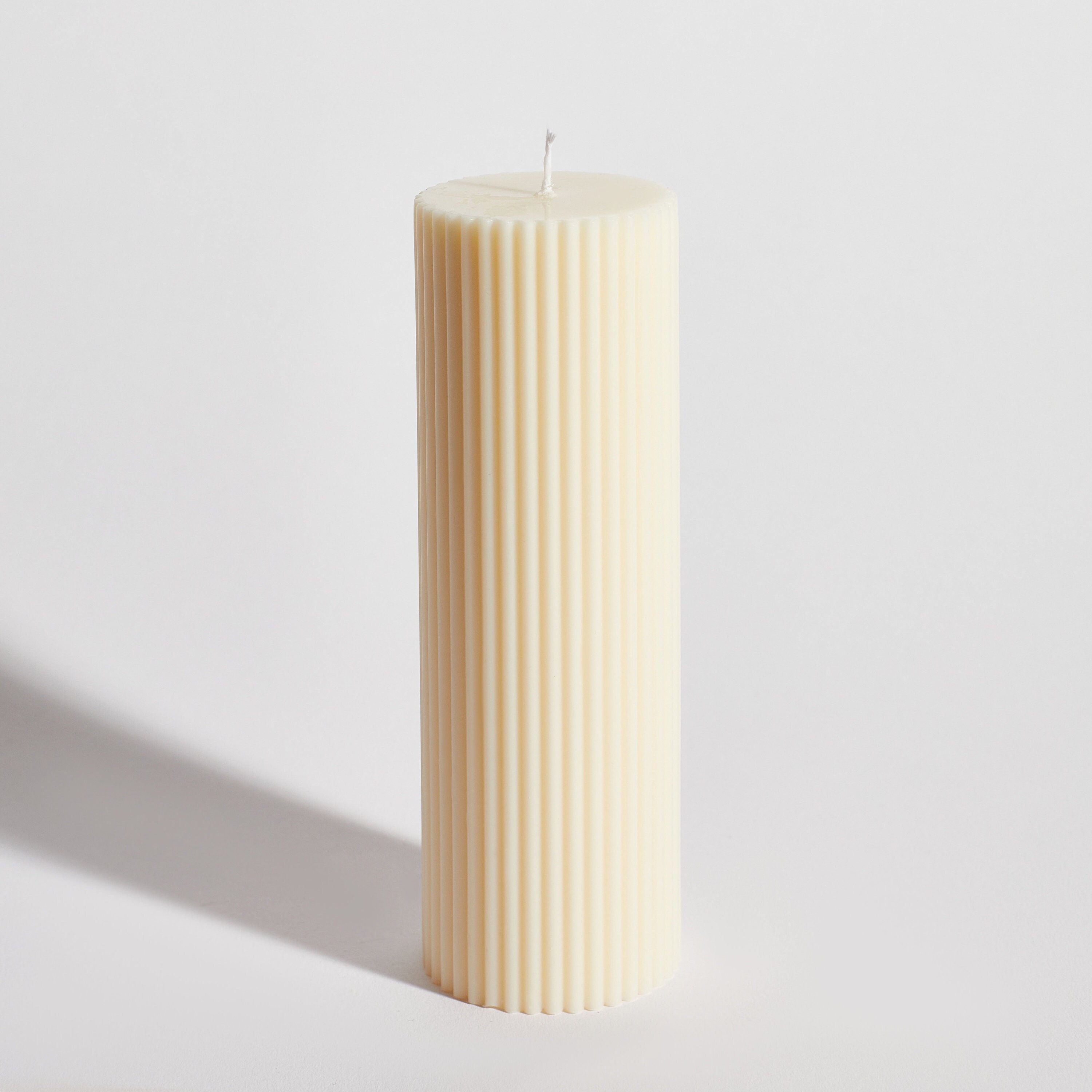 Ribbed Pillar Decorative Candle - Etsy UK