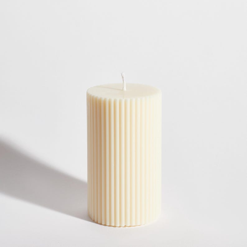 Ribbed Pillar - Decorative Candle - Etsy
