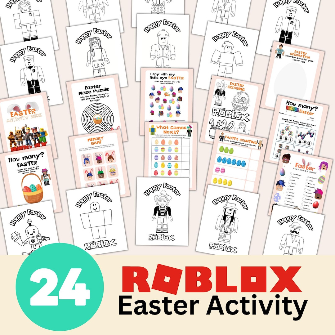 Roblox Easter Activity Sheets – 24 Kids Games, PDF & JPG (instant ...