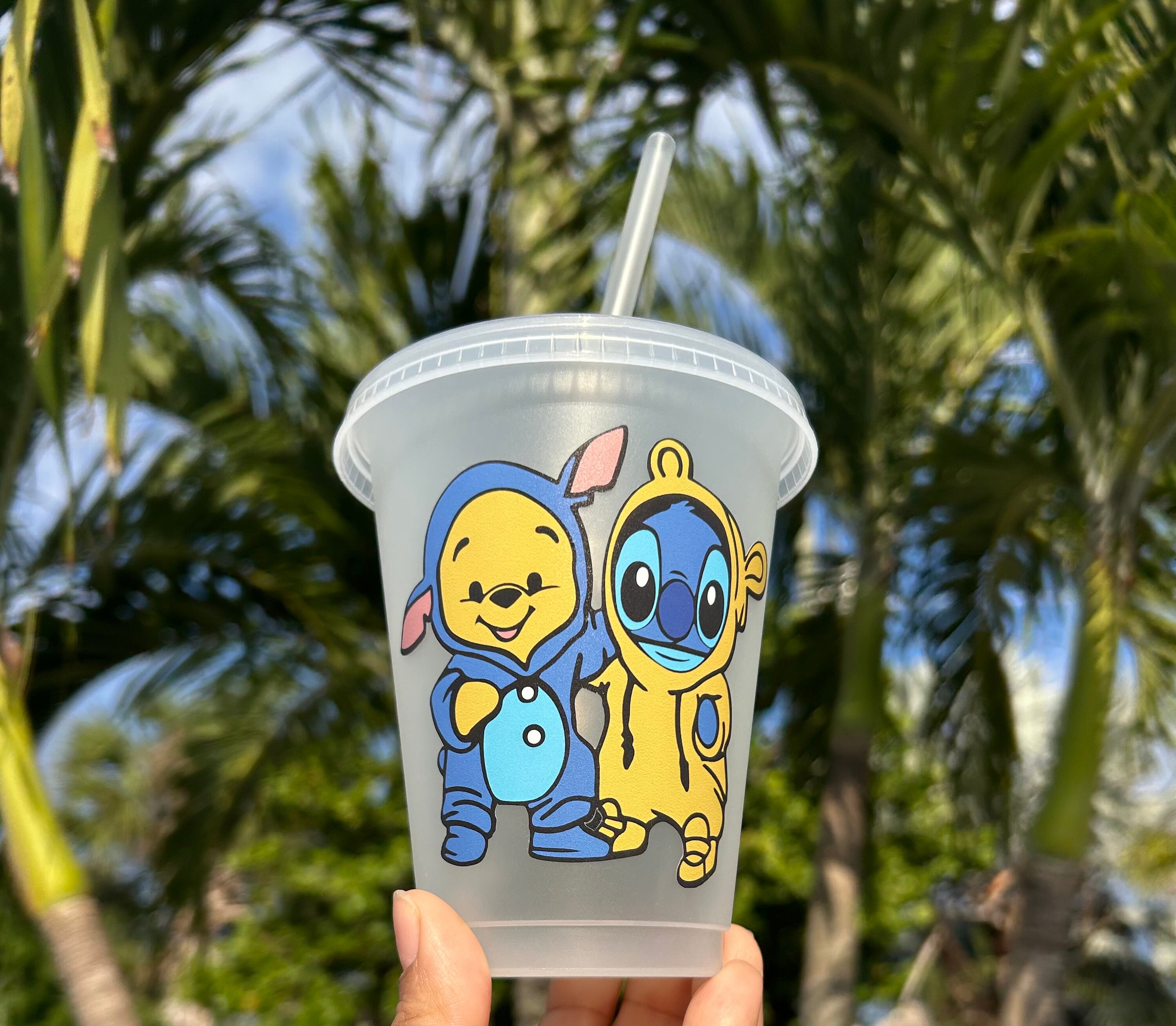 Pooh and Blue Alien Kids Cup, 16 Oz Cold Cup, Reusable Kids Cup, Mini ...