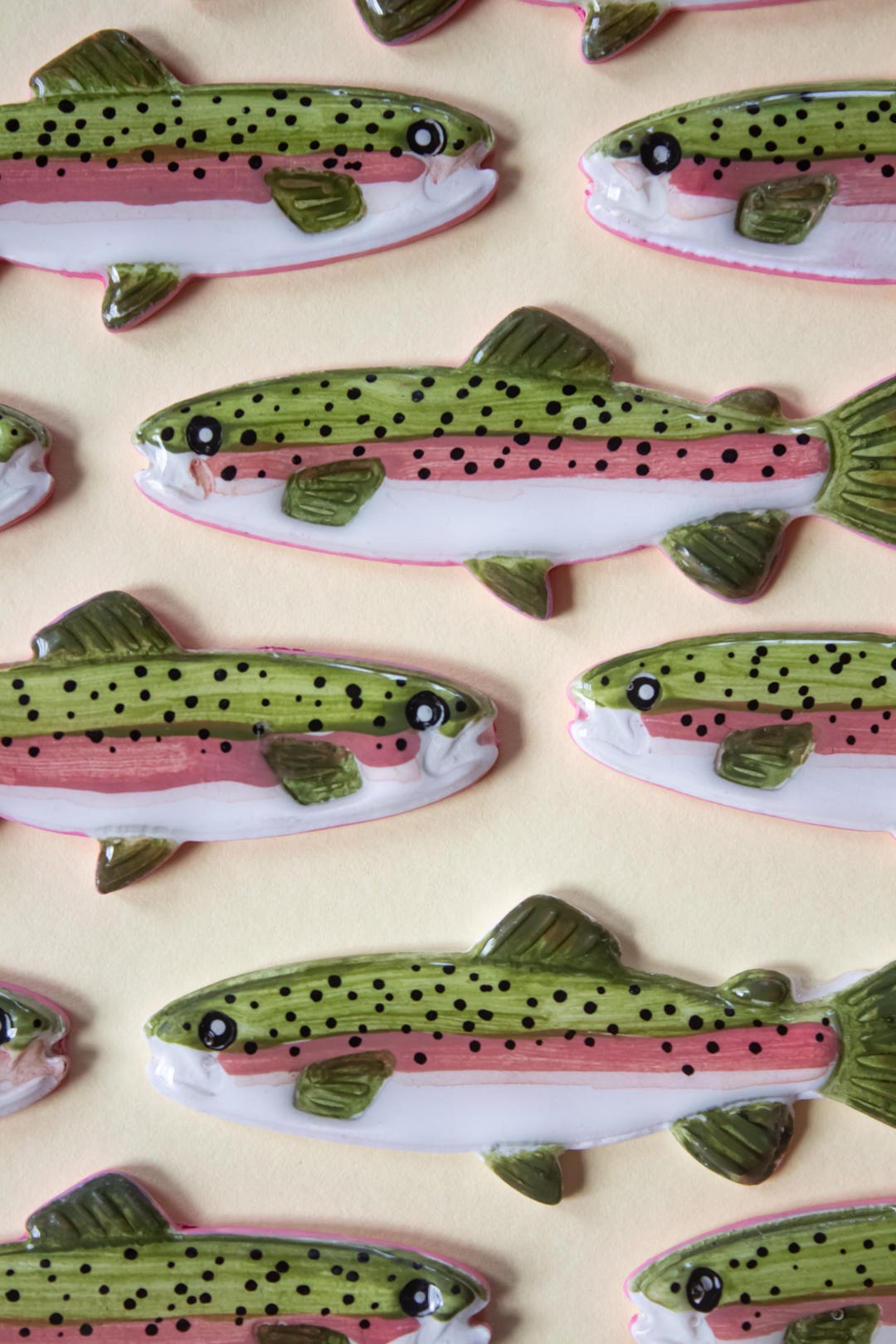 Hand Painted Polymer Clay Trout Magnet - Etsy