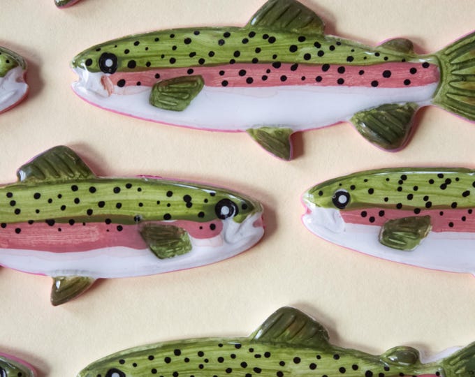 Hand Painted Polymer Clay Trout Magnet - Etsy