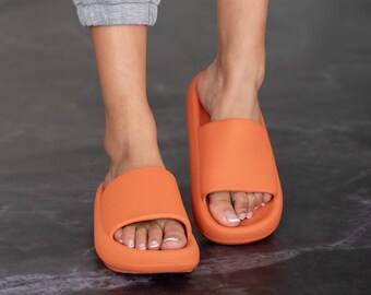 Orange Leather Women Sandals Barefoot Sandals Platform Flat - Etsy