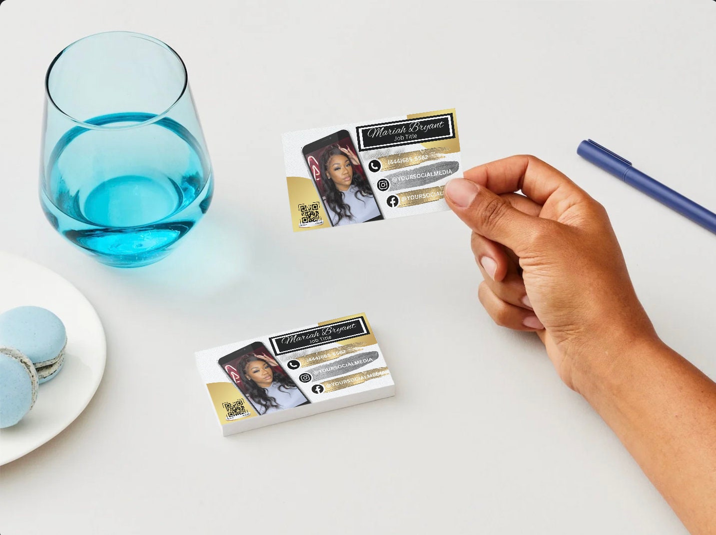 Editable QR Code Business Card Template: DIY Canva Design (digital ...