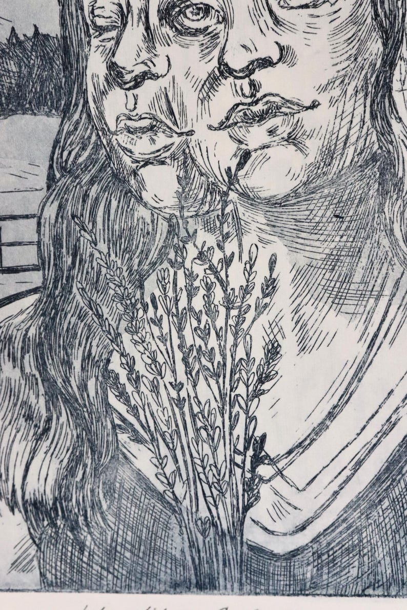 Cottage Core Intaglio Portrait 8.5x11 Print - Etsy