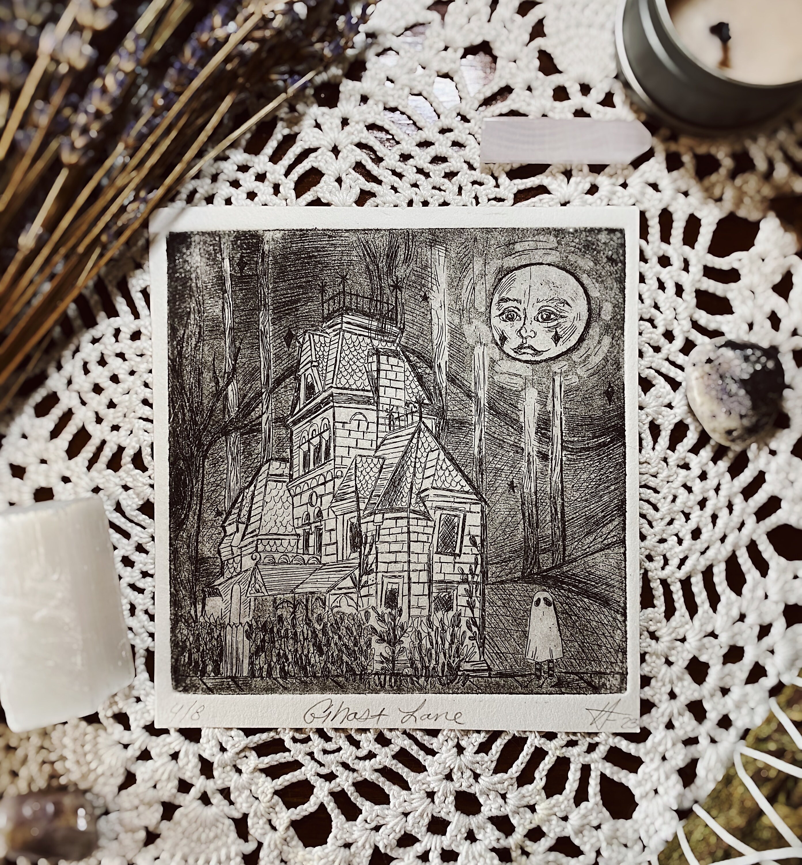 Intaglio Etching Print 4x4” - “ghost Lane” - Etsy