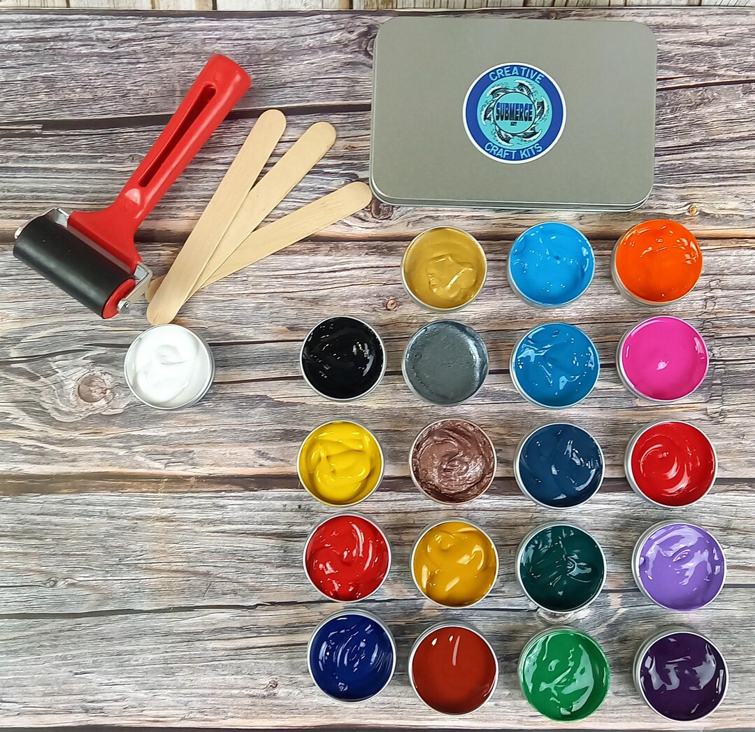 Lino Block Printing Ink Set – Water-based, 6 Colors in Presentation Box ...