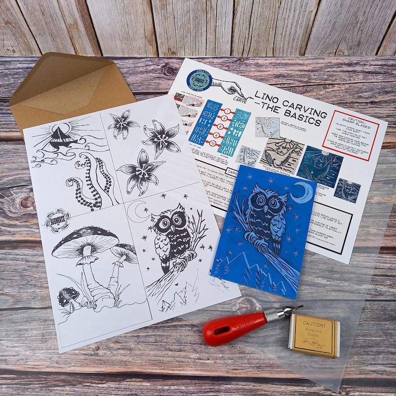 Essentials Lino Printing Craft Kit With Illustrated Guide, Carving ...