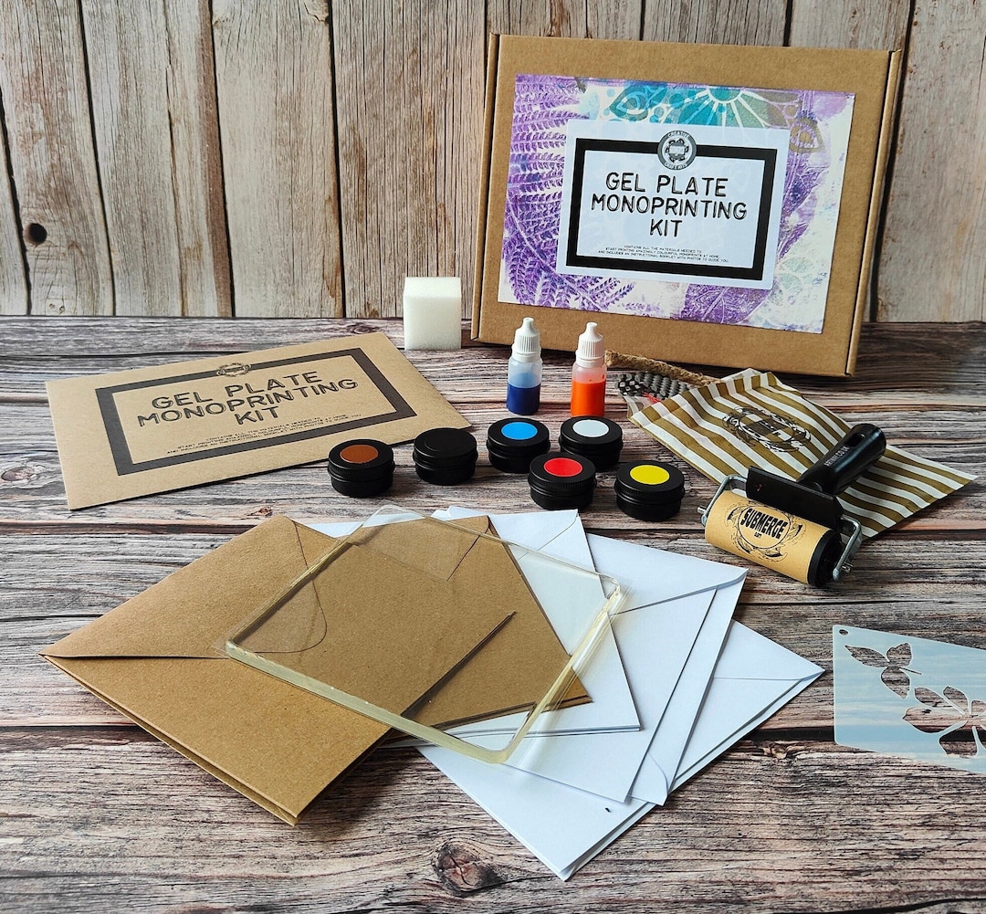 Monoprinting Craft Kit With Gelliarts Gel Printing Plate (choice of 4 ...