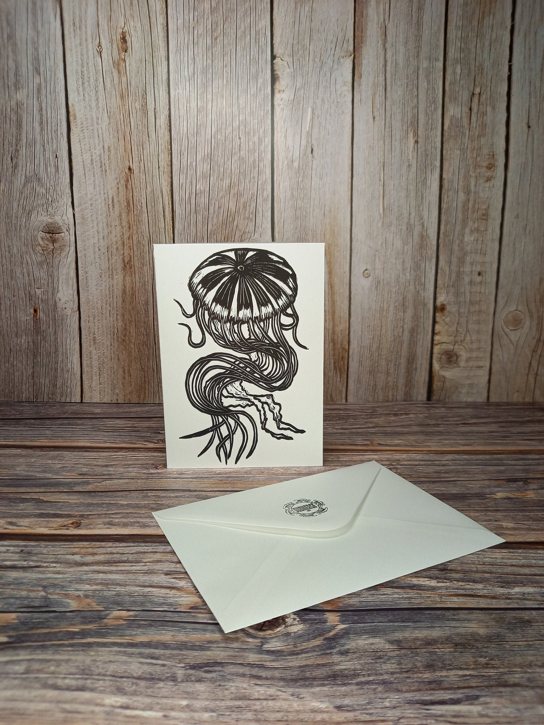 Jellyfish Greetings Card Hand Printed on High Quality Recycled Card ...