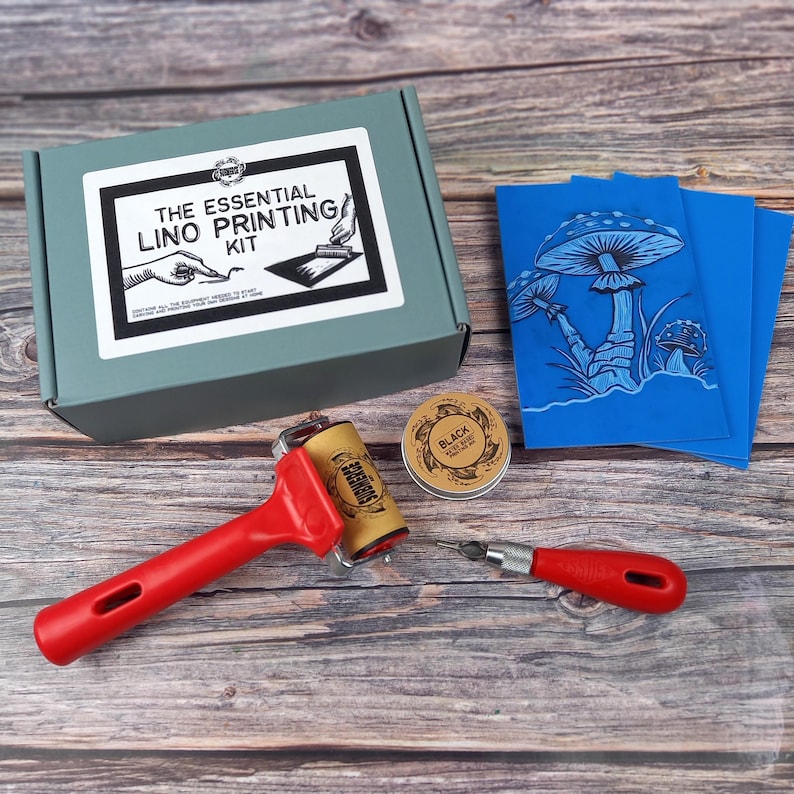 Essentials Lino Printing Craft Kit With Illustrated Guide, Carving ...