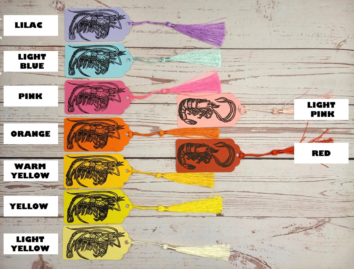 4 Mini Bookmarks/gift Tags of Shrimps and Prawns - 3 Styles Available ...