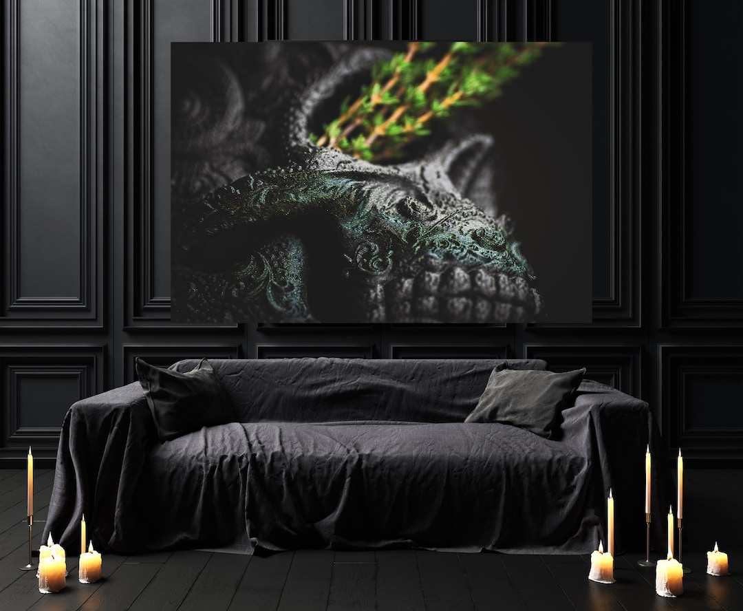 Gothic Prints, Gothic Canvas, Skull Print, Skull Canvas Art, Dark ...
