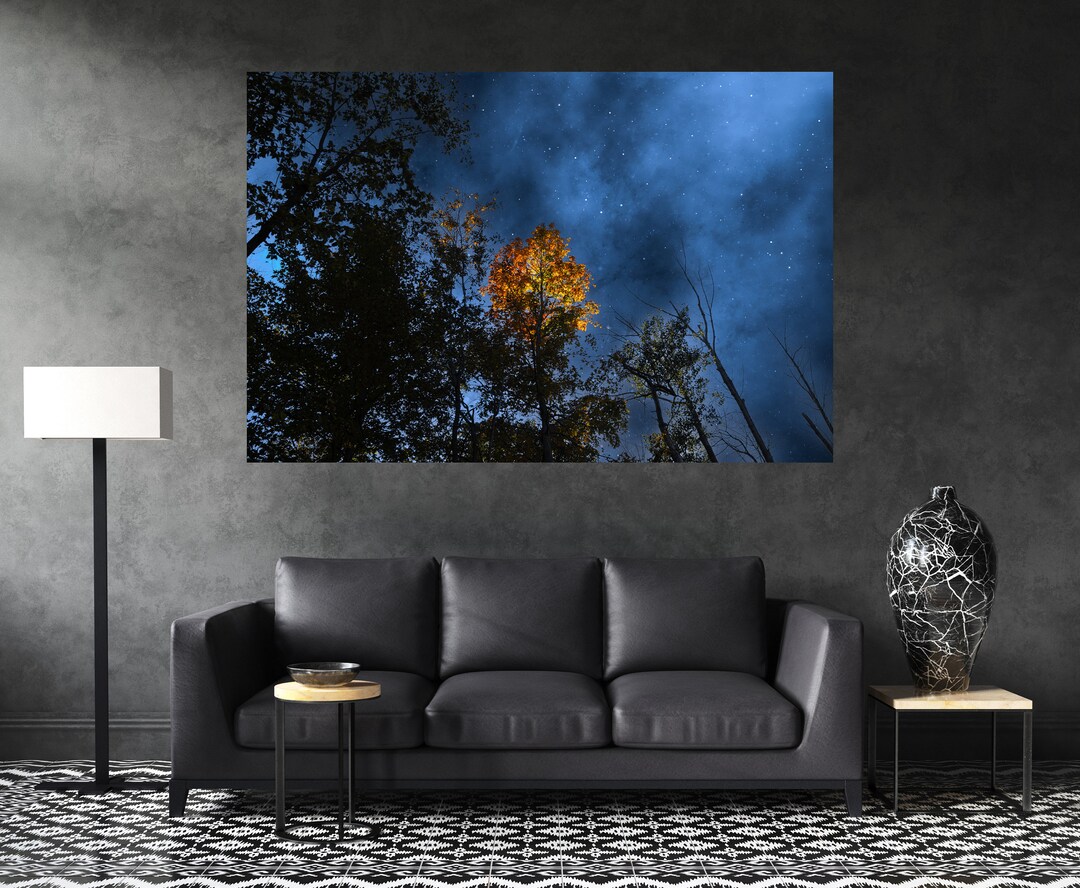 Starry Sky Canvas, Starry Night, Night Sky Canvas, Autumn Wall Decor ...