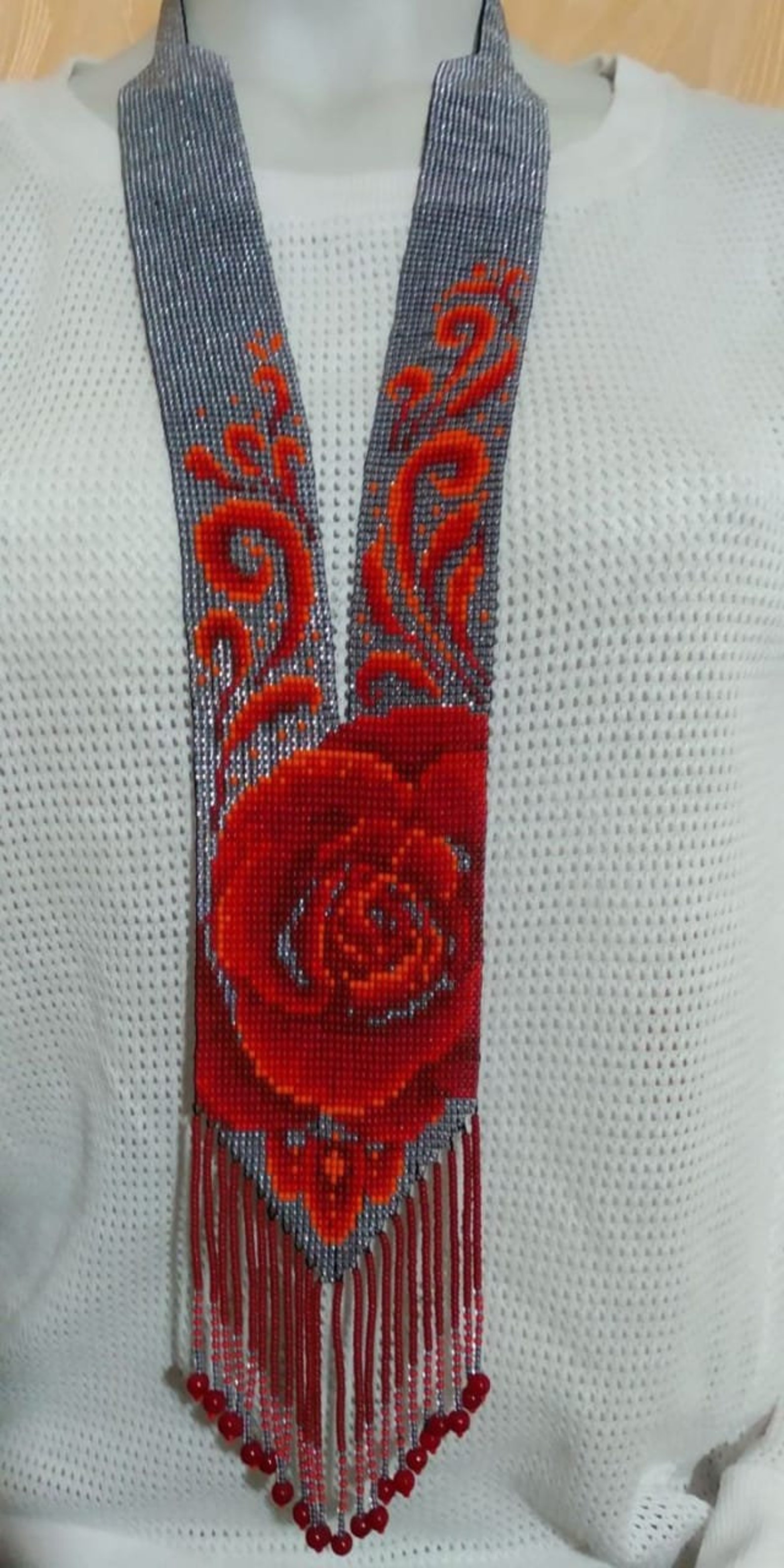 Flower Beaded Necklaceukrainian Gerdan Necklace - Etsy