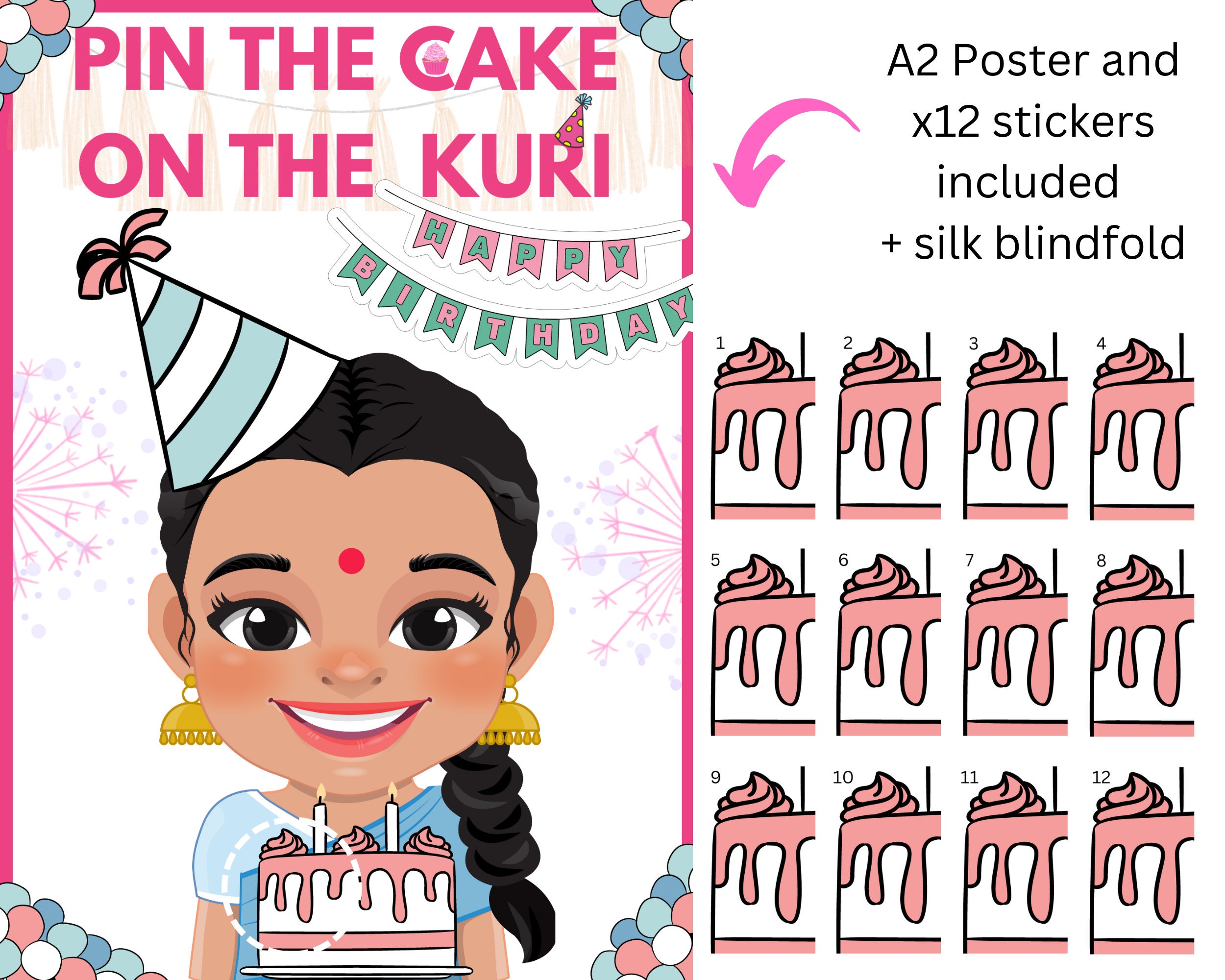 Pin the Cake on the Kuri Asian Birthday Party Game - Etsy
