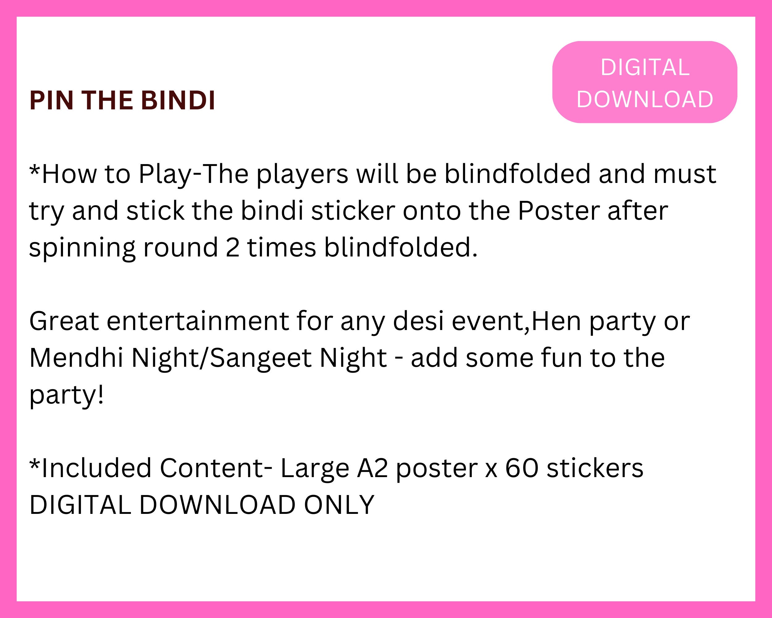 Pin the Bindi on the Bride- Desi Event Game (DIGITAL) - Etsy