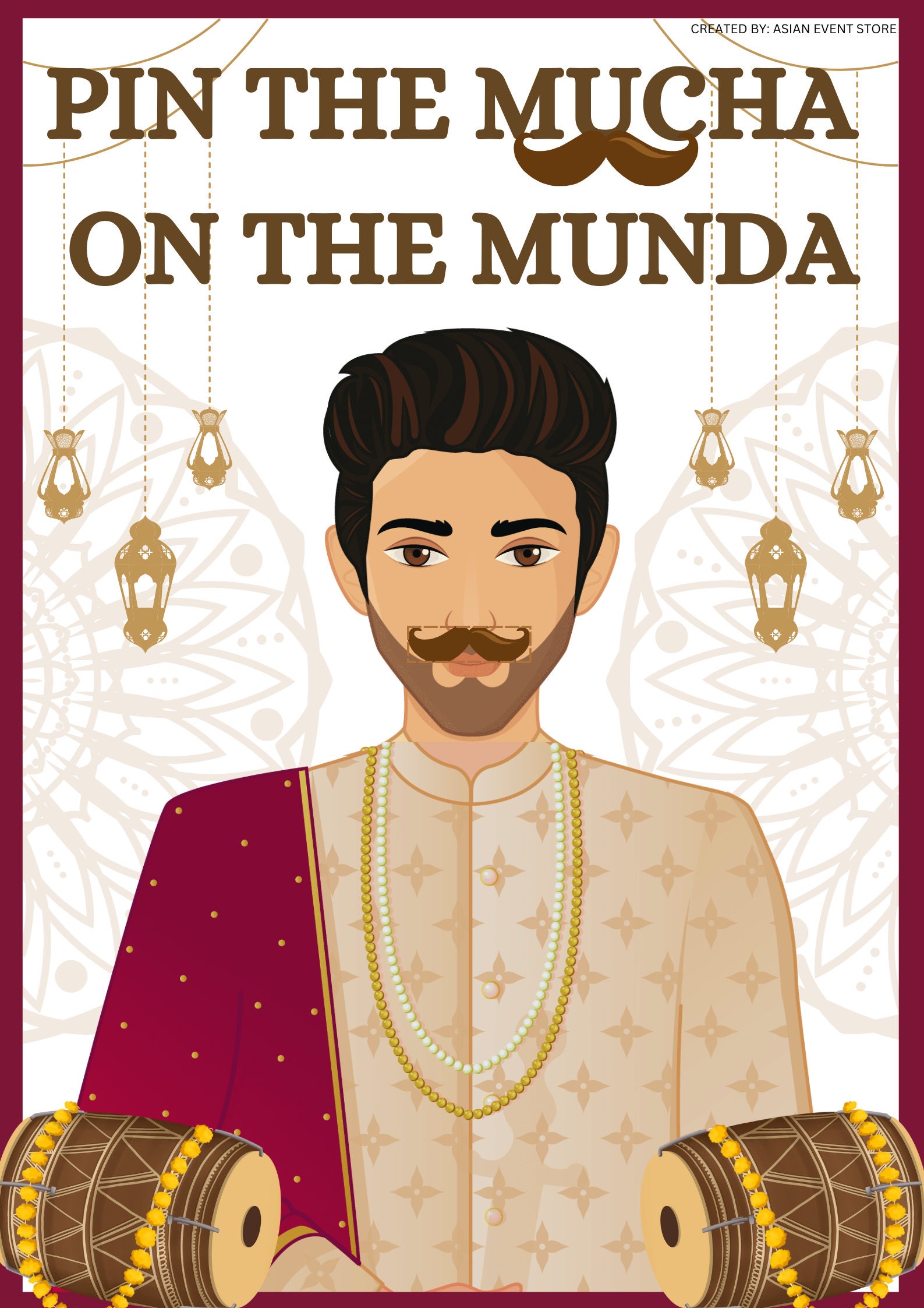 Pin the Mucha on the Munda- Desi Event Game (DIGITAL) - Etsy