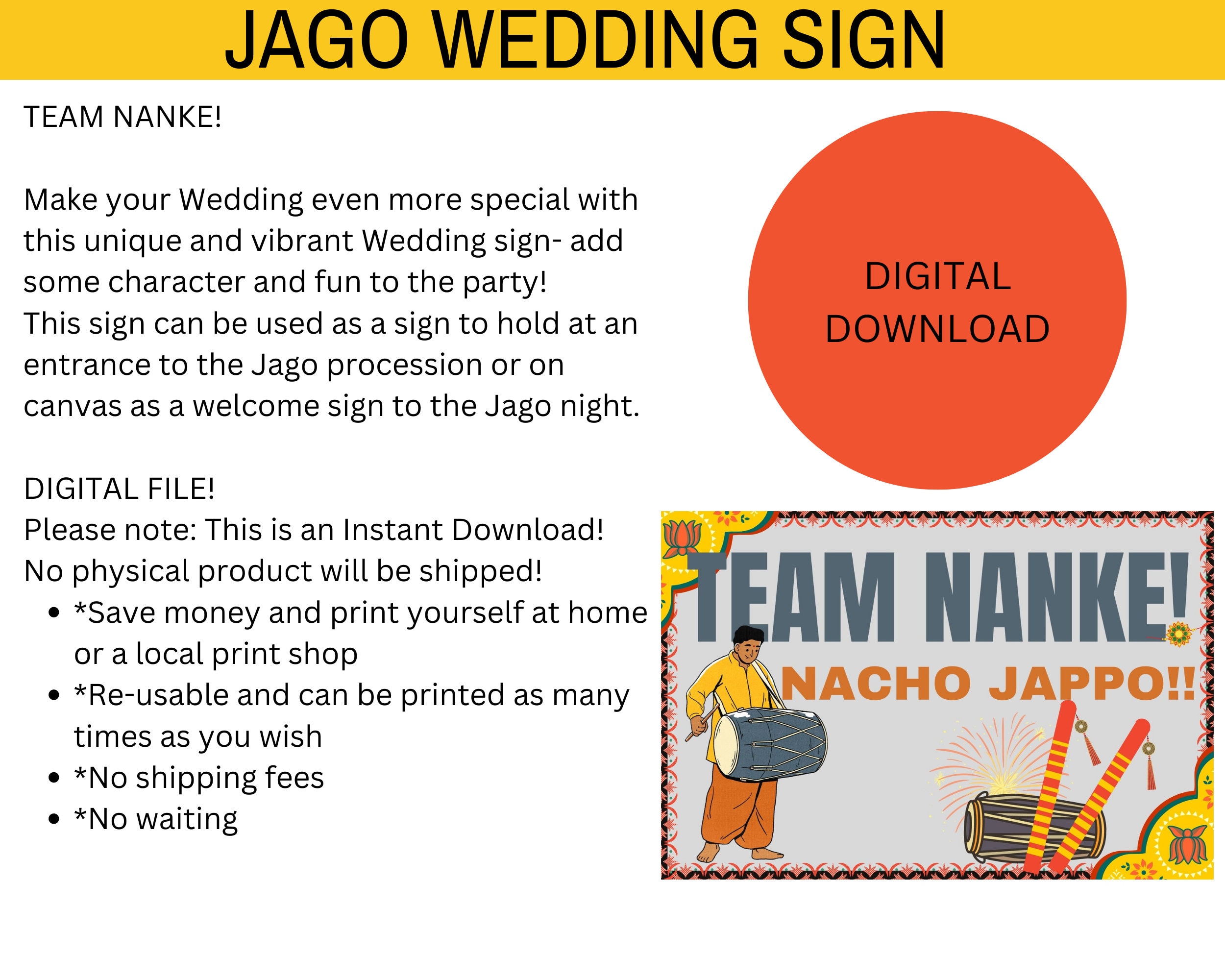 Jago Sign Wedding- Nanke Entrance Sign -punjabi Desi Sikh Indian ...